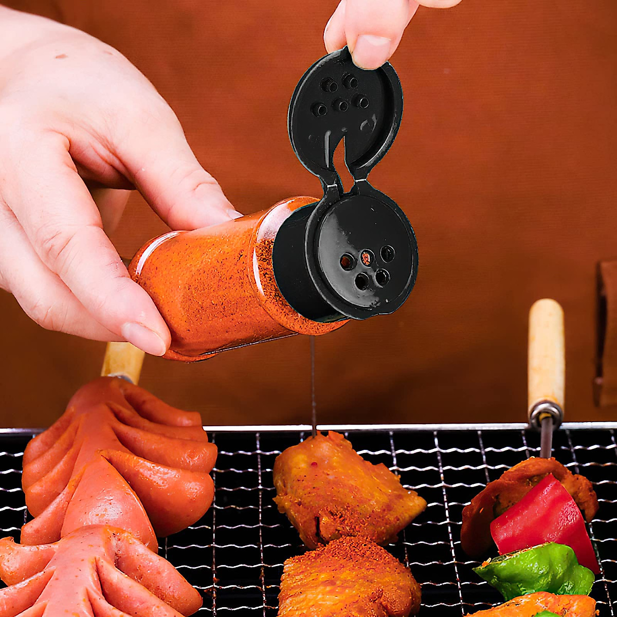 Kingrol 36 Pack Plastic Spice Jars with Black Sifter Caps, 3 FL OZ Reusable Seasoning Jars for Powders, Herbs, Spices, Sauces