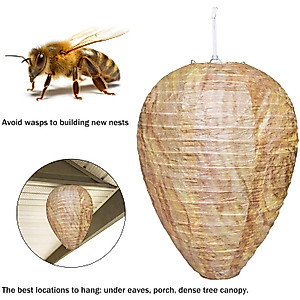 4 Pack Fake Hornet Nest Decoy, Wasp & Carpenter Bee Repellent Outdoor Hanging, Wasp Deterrent, Repellent Nest for Carpenter Bee, Hornets,Yellow Jackets