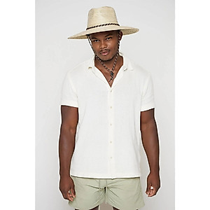 Peter Grimm Unisex Orbi Lifeguard Packable Summer Palmilla Straw Western Cowboy Hat with 4.5" Brim & Chin Cord, Natural, One Size