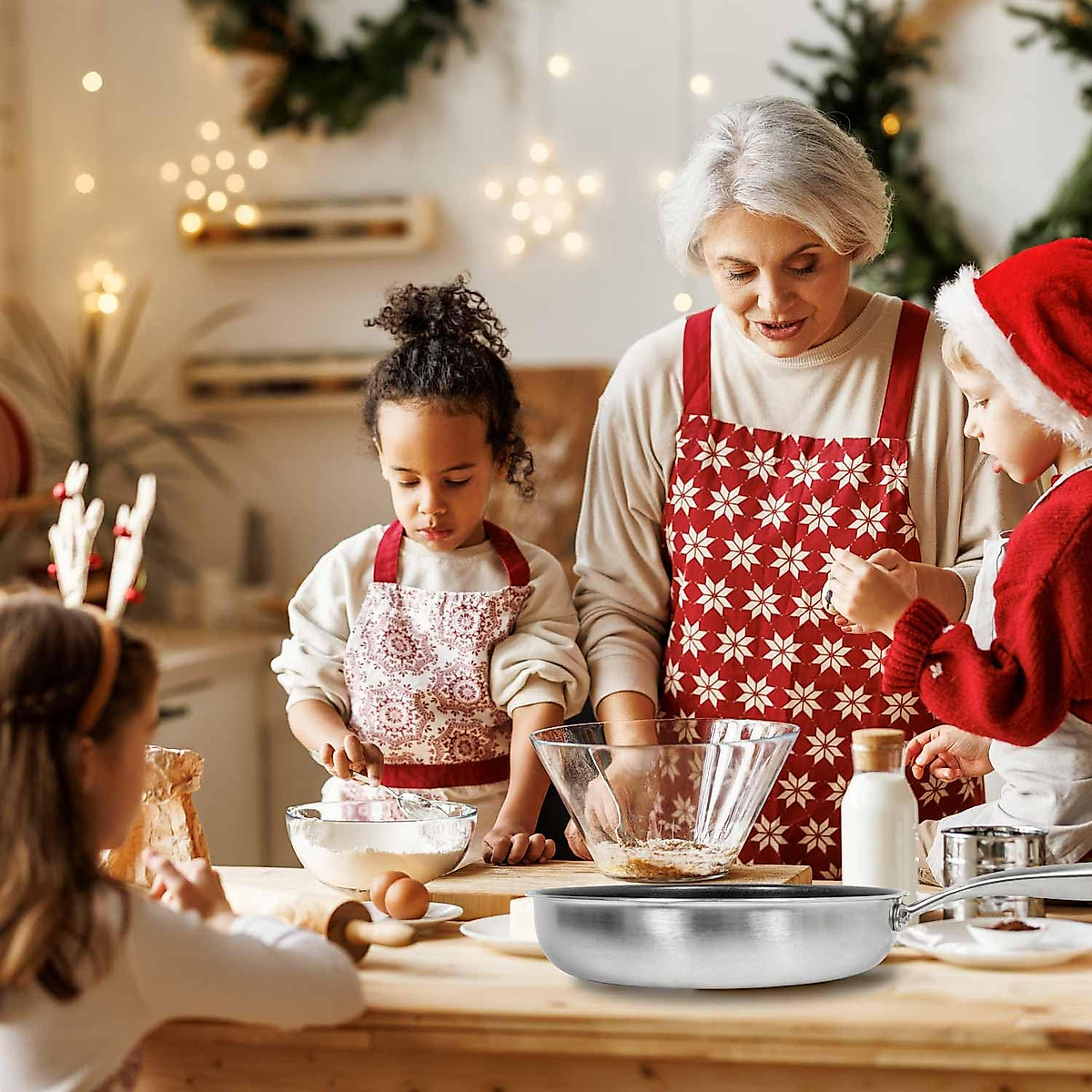 AUDANNE Nonstick Frying Pan with Lid, 10 inch Non Stick Stainless Steel Skillet with Handle - PFOA Free, Oven Safe Non-stick Teflon Coating Induction Cooking Fry Pans, Black 10"