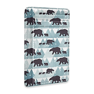 OTVEE Slim Minimalist Wallets Rfid Blocking Card Wallets PU Leather Front Pocket Wallets for Men and Women (Mama Bear With Baby)