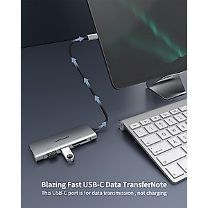 USB C Hub, 5-in-1 USB C Adapter, with 4K USB C to HDMI, SD and microSD Card Reader, 2 USB 3.0 Ports, for MacBook Pro 2020/2019/2018, iPad Pro 2020/2019, Pixelbook, XPS, and More
