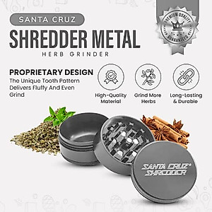 Santa Cruz Shredder Metal Herb Grinder Knurled Top for Stronger Grip 3-Piece Large 2.7" (Grey)