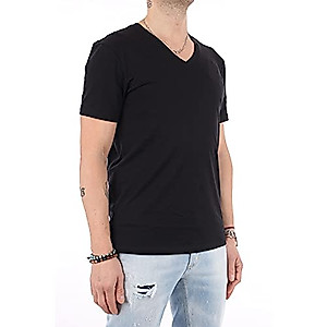 A|X Armani Exchange Men's Basic Pima V Neck Tee, Black, Medium