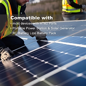 10 AWG XT60 Female to Solar Connector Cable, XT60 Extension Cable Silicone Wire for Lipo Battery Pack, Portable Power Station & Solar Generator (50 FT)