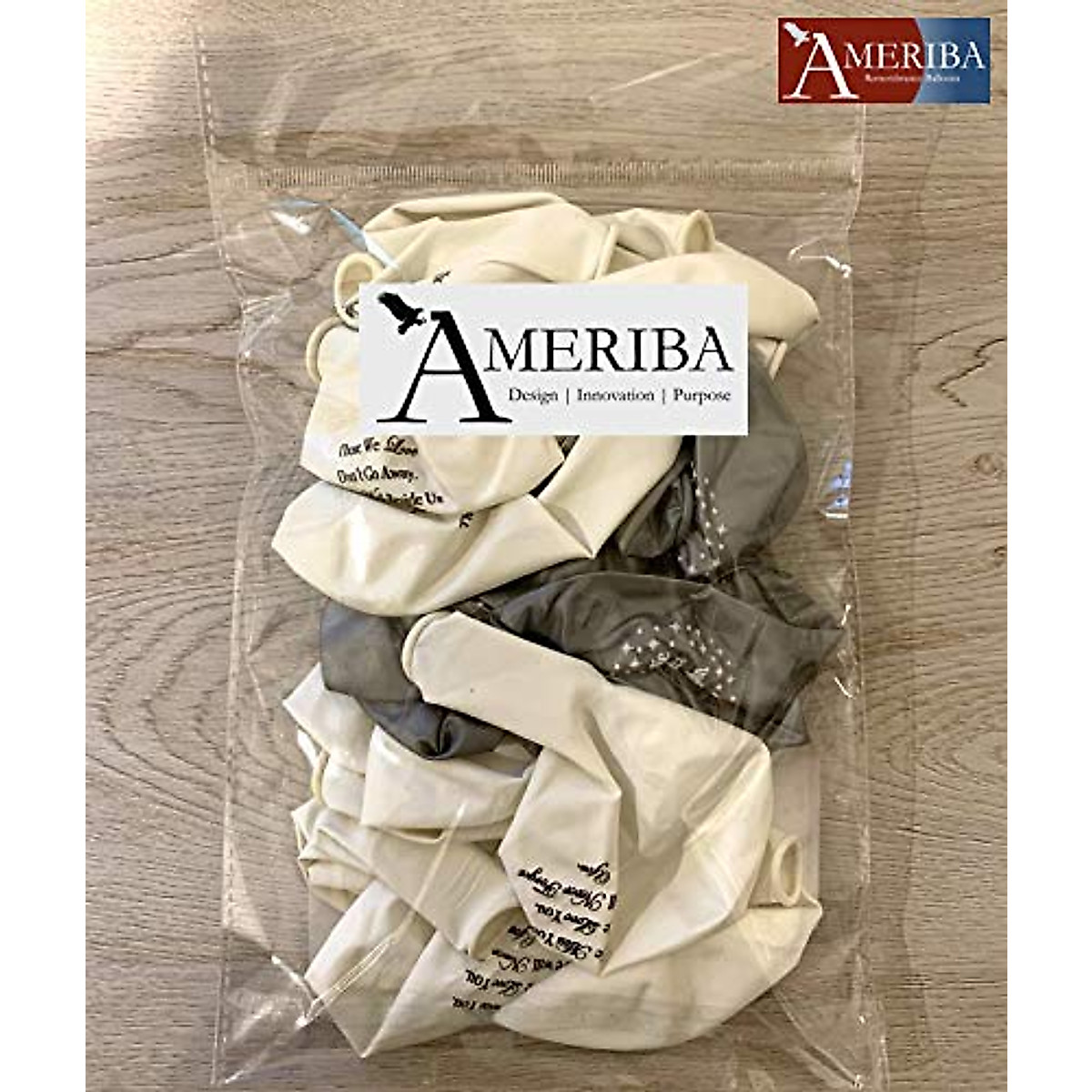 30PC Biodegradable Remembrance Balloons: White & Silver Personalizable Funeral Balloons for Balloon Releases & Sympathy Gifts | Created/Sold by AMERIBA, a USA company (Variety Pk White, Black Writing)