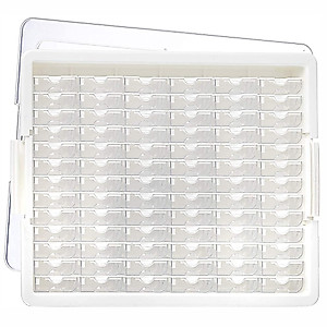 Elizabeth Ward Bead Storage Solutions Plastic Storage Tray and Bead Organizer with 78 Containers of Various Sizes, Tray, and Lid for Beads, Clear