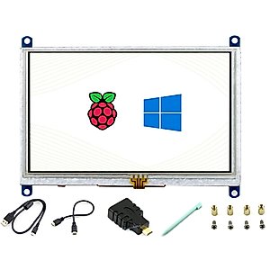 waveshare 5inch HDMI LCD Resistive Touch Screen LCD (B), 800x480 Resolution, Support All Versions of Raspberry Pi,Windows 10/8.1/8/7, BB Black, as Well as General Desktop Computers