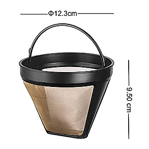 NRP Taller #4 Gold-tone Permanent Coffee Filter Compatible for KRUPS SAVOY, Braun, DeLonghi 12 cup Coffeemaker & More