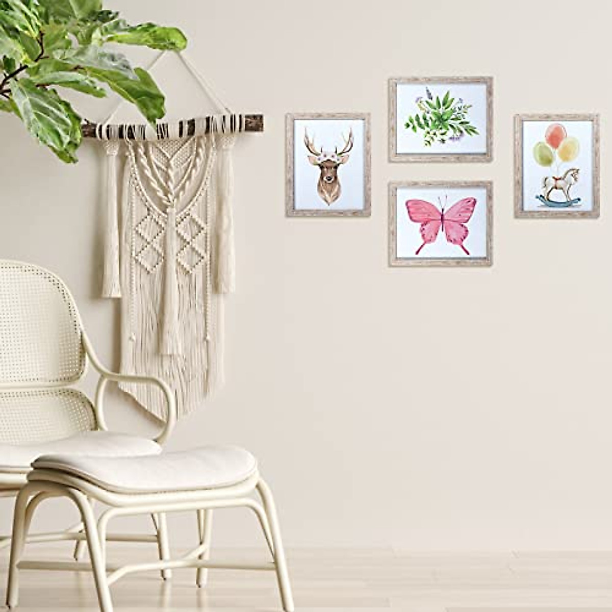 Lyeasw Rustic 8x10 Picture Frame Set of 12, Multi Woodgrain Farmhouse Photo Frames for Wall or Tabletop, Beige