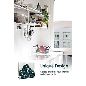 Metal Modern Green Leaves Tabletop Napkin Holder/Freestanding Tissue Dispenser, for Kitchen Countertops, Dining Table, Indoor & Outdoor…