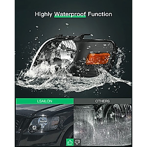 LSAILON Headlight Assembly Replacement Fit 2006-2010 For Ford For Explorer Black Housing Amber Reflector Clear Lens