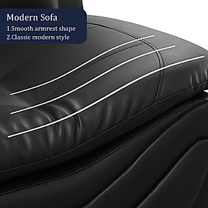 SIENWIEY Leather Couch Set, Living Room Couch Set, Black Modern 3 Seater Sofa and 2 Seater Loveseat 2 Piece Couch for Living Room Furniture Sets,Faux Leather