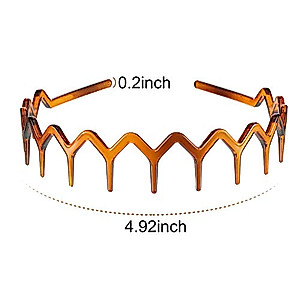 Chuangdi 6 Pieces Zigzag Headband Plastic Shark Tooth Hair Comb Hairband Zig Zag Headband Plastic Wavy teeth Hair Hoop Accessory for Women Lady Girl(Black, White, Brown,Fresh Style)