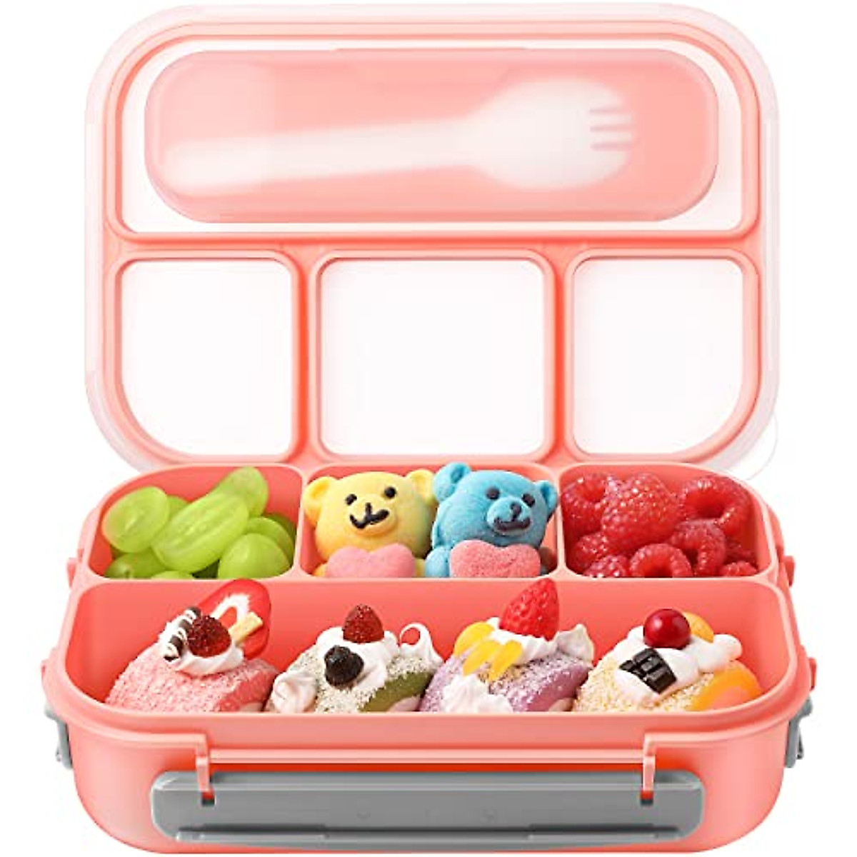 Lunch Box/ Containers for Adults/Kids/Toddler,1300ML-4 Compartment Bento Box,Microwave & Dishwasher & Freezer Safe, BPA Free (Pink)