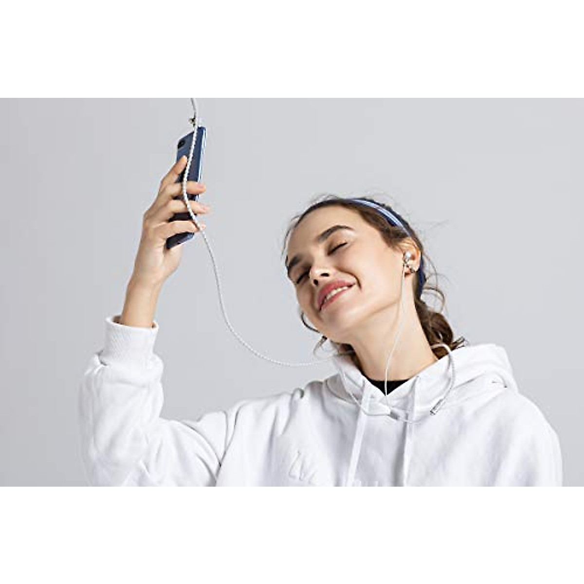 URIZONS Earbuds Earphones in-Ear Headphones - Headsets with Microphone Remote for iPhone, iPad, Mac, Laptop Android Devices Fabric Braided Wristband Bracelet (red)