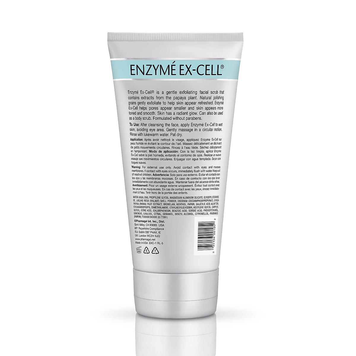 Pharmagel Enzyme Ex-Cell - Gentle Papaya Face Exfoliator Scrub for All Skin Types - 6 Ounces