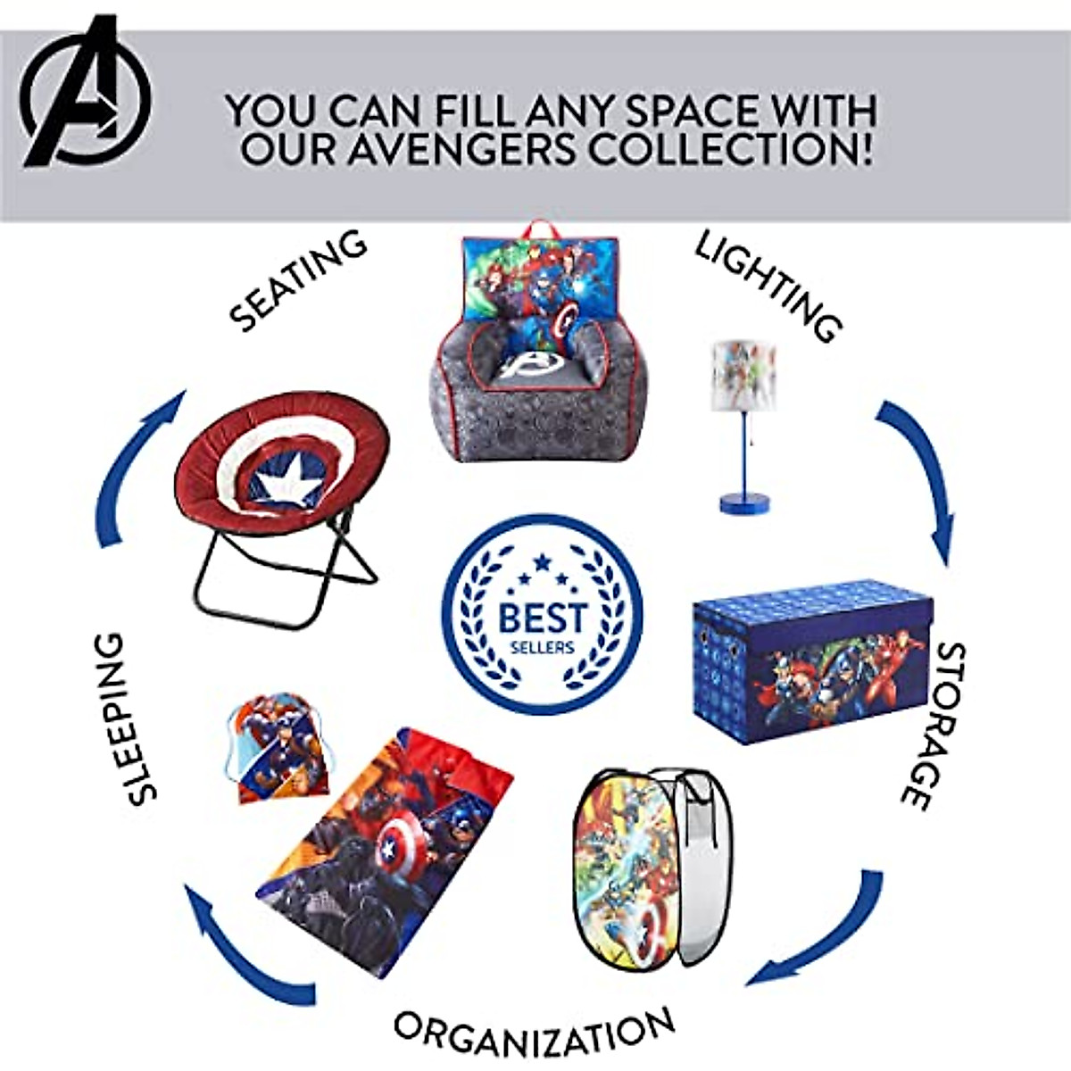 Idea Nuova Marvel Avengers Set of Two Spacious Collpasible Storage Cubes, 10"x10", Avengers / Grey