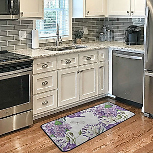 Christmas Kitchen Rugs Purple Hydrangea Lavender Non Slip Soft Kitchen Mats Floor Anti Fatigue Bath Rug Runner Doormats Carpet for Xmas Home Decor 39" X 20"