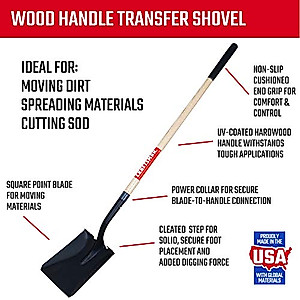 CRAFTSMAN CMXMKIT0070 2-Piece Long Wood Handle Composting Tool Set with Transfer Shovel and 5-Tine Manure Fork, Brown