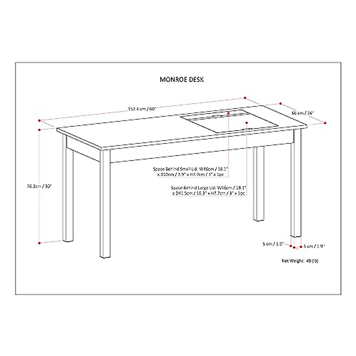 SIMPLIHOME Monroe SOLID WOOD Rustic 60 inch Home Office Desk, Writing Table, Workstation, Study Table Furniture in Distressed Charcoal Brown