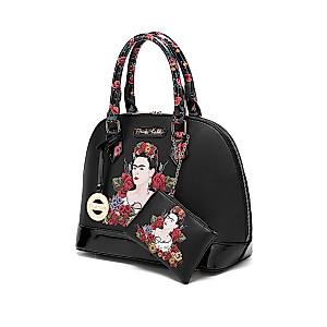 Frida Kahlo Licensed Flower Collection Handbag (Black)
