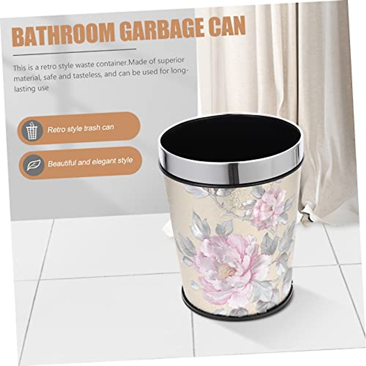 EXQUIMEUBLE Bathroom Trash Can Trash Paper Basket Paper Waste Container Desk Bins Trash Cans Trashcans for Bedroom Kitchen Trash Can Trash Container Garbage Can No Cover Compost Bin Abs Office
