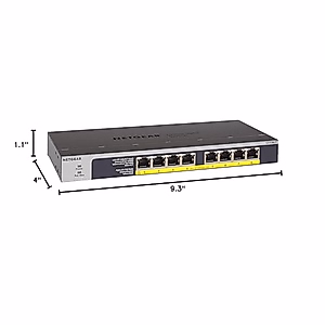 NETGEAR 8-Port Gigabit Ethernet Unmanaged PoE Switch (GS108LP) - with 8 x PoE+ @ 60W Upgradeable, Desktop, Wall Mount or Rackmount, and Limited Lifetime Protection
