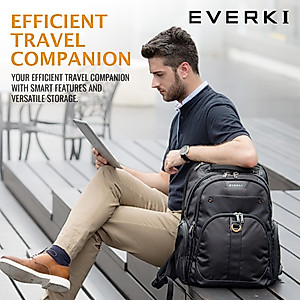 EVERKI Atlas Business Laptop Backpack, 13-Inch to 17.3-Inch Adjustable Compartment, Men or Women, Travel Friendly (EKP121), Black