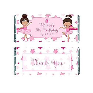 Ballet Personalized Candy Bar Wrappers for Girls Birthday Party Favors, Ballerina Wrappers for Hershey Bar Pack of 20