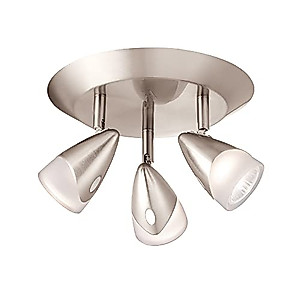 Catalina 17787-000 Modern 3 Adjustable Round Flush Mount Ceiling Light (Set of Two), 9.5", Brushed Steel