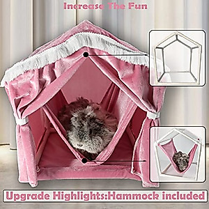 TTANFY Ferret Hideout Bed Extra Large Pink ,Washable, Guinea Pig Bed Small Animal Bed Hideout for Ferrets, Chinchillas, Dwarf