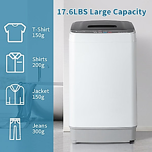 Winado Full Automatic Washing Machine, 17.6Lbs Top Load Portable Washer with Drain Pump, 10 Wash Programs 8 Water 2 in 1 Washer and Dryer for Apartments, RV, Camping