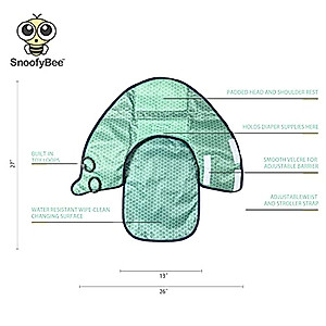 SnoofyBee - Portable Baby Changing Station: Compact, Clean-Hands Design with Dual Storage Pockets - Waterproof & Stylish (Grey Arrow)