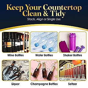 Homeries Wine & Water Bottle Organizer Holder Stackable Wine Rack for Kitchen Countertops, Table Top, Pantry, Fridge, Bars – Acrylic, Free Standing Wine Shelf – Holds Beer, Pop, Soda & Cans (4 Racks)