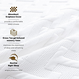 TRIPARK Queen Mattress,12 Inch Mattress in a Box with Green Tea Gel Memory Foam Mattress, Bamboo Charcoal Bed Mattress for Pressure Relief & Back Pain Relief, CertiPUR-US