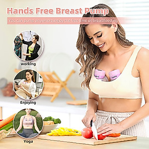 Wearable Breast Pump 2pcs Ultra-Quiet Electric Hands Free Breast Pump Spill-Proof Pain Free Rechargeable Portable Breast Pump with LCD Screen Massage and Memory Mode Wireless Breastpump（27/24/21MM）