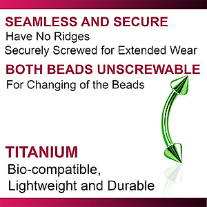 bodyjewellery 2pcs 16g Curved Piercing Bar Green Titanium Lip Rook Tragus Stud Bar Conch Eyebrow Earrings Cartilage Ring Helix CNCL