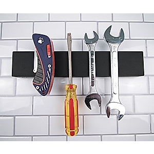 RSVP International Magnetic Knife Tool Bar Multi-Use Wall Mounted,10 Inch, Black Silicone