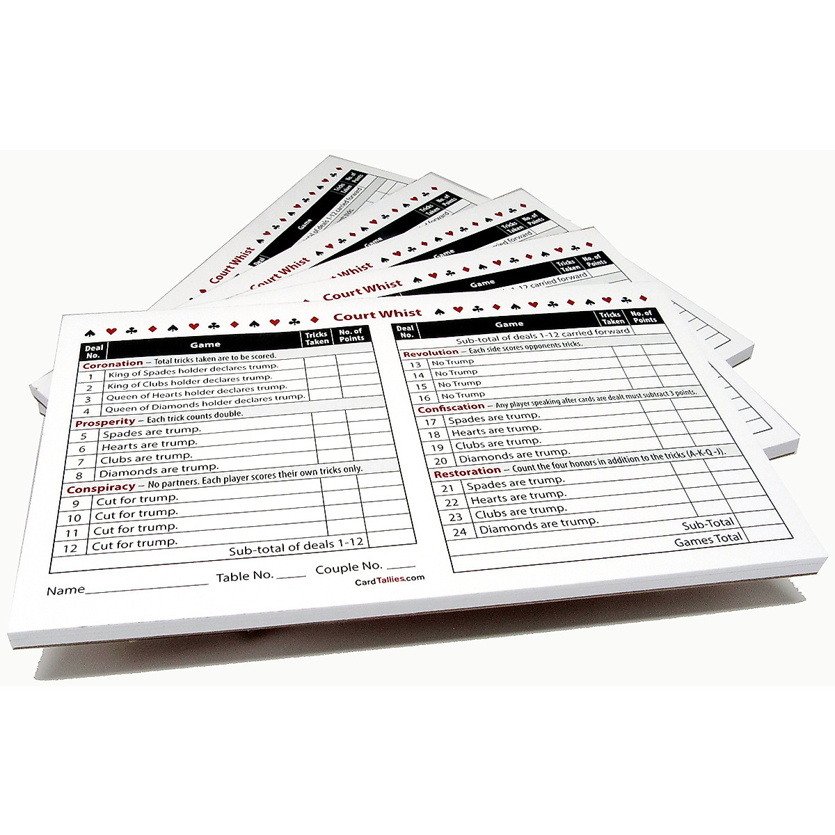 Court Whist Score Pads (5 Pads, 50 Sheets Each) Enjoy The Original! Proudly Made in The USA.
