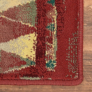 COZYLOOM 9x12 Area Rug Vintage Tribal Distressed Rug Bohemian Farmhouse Rustic Geometric Rug Non Slip Non-Shedding Low Pile Accent Rug Indoor Fluffy Boho Carpet for Living Room Bedroom Home Office