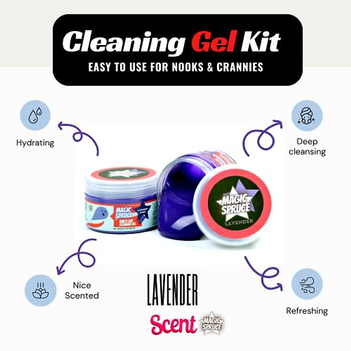 FINOCLAY Car Detailing Kit Gel for Car Interior Dashboard Cleaner Products, Non-Water Dust Remover Scented Freshner, Upholstery Cleaning Putty, Pc Laptop Computer Cleaning Accessories Car Slime Kits