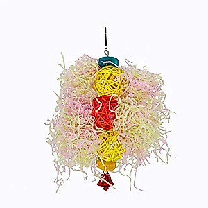 Yibager 10 Packs Bird Swing Toys wtih Bells Natural Parrot Chewing Toys Bird Cage Hanging Toys Suitable for Small Parakeet Cockatiel