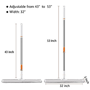 Microfiber Flat Mop 32 in Large Mops for Floor Cleaning Commercial Dust Dry Wet Mops on Hardwood Floors with 4 Washable Pads Aluminium Telescopic Long Handle Floor Cleaning Tools