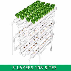 Ryan Hydroponic Grow Kit 3 Layers 108 Holes Plant Sites,Hydroponic Planting Equipment, Hydroponics Growing System, Vegetable Tool Grow Kit Includes Water Tube, Timer