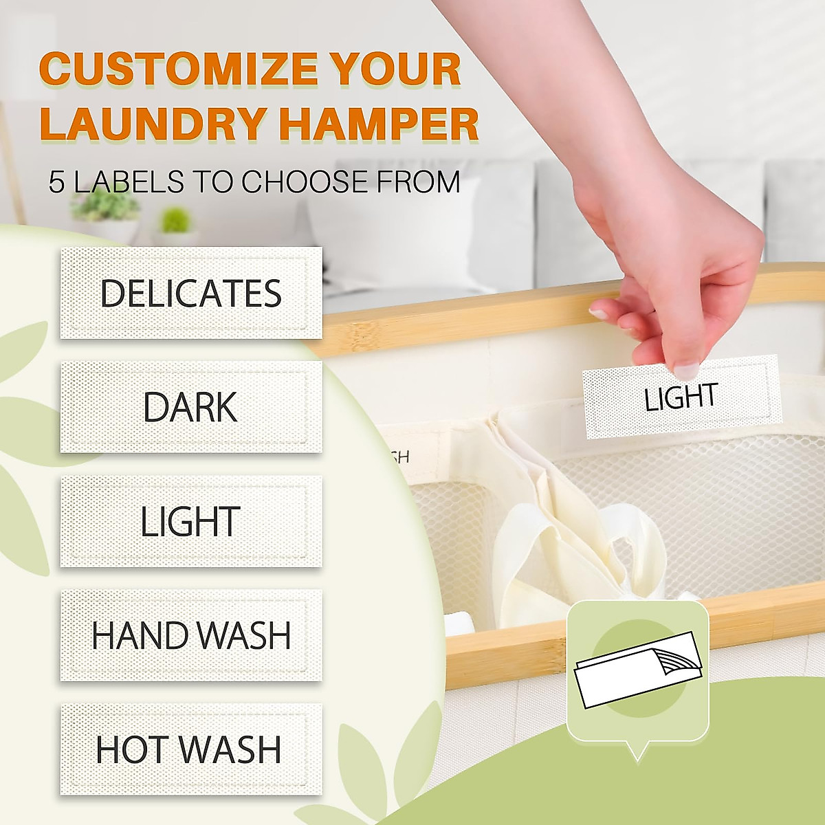 Laundry Hamper 3 Section, 145L Dirty Clothes Hamper with Lid, Extra Large Laundry Basket Organizer with Removable Inner Bags & Labels for Laundry Room, Bedroom, Beige