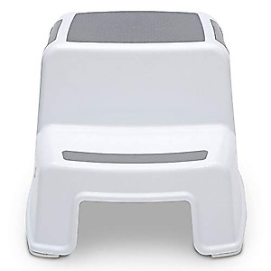 Delta Children Toddler Step Stool for Boys & Girls - 2 Pack - Ideal for Potty Training, Bathroom, Kitchen or Bedroom, White/Grey