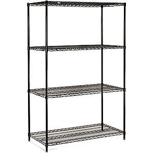 Nexel Adjustable Wire Shelving Unit, 4 Tier, NSF Listed Commercial Storage Rack, 18" x 24" x 63", Black Epoxy