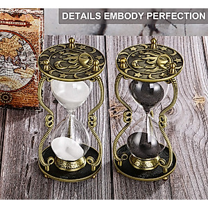SuLiao Hourglass Sand Timer 60 Minute:Sun & Moon Engraving Brass Sand Clock, Metal Black Sand Watch 60 Min,Antique Reloj De Arena 1 Hora,Large 1 Hour Glass Sandglass for Gift Office Desk Decorative
