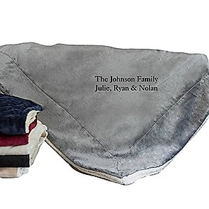 GiftsForYouNow Embroidered Any Message Personalized Sherpa Throw Blanket, Grey, Measures 50" by 60", Custom Blanket with Name, 100% Soft Polyester Throw